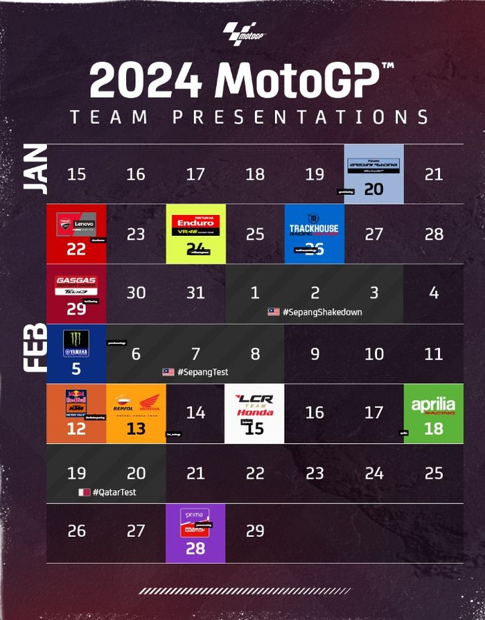 Sudah Komplet! Ini Jadwal Lengkap Launching Seluruh Tim MotoGP 2024 ... Sudah Komplet! Ini Jadwal Lengkap Launching Seluruh Tim MotoGP 2024 ...